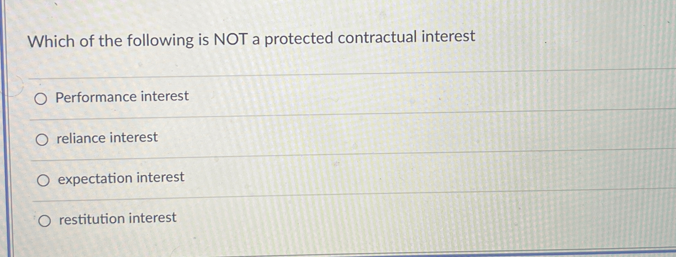 Solved Which of the following is NOT a protected contractual | Chegg.com