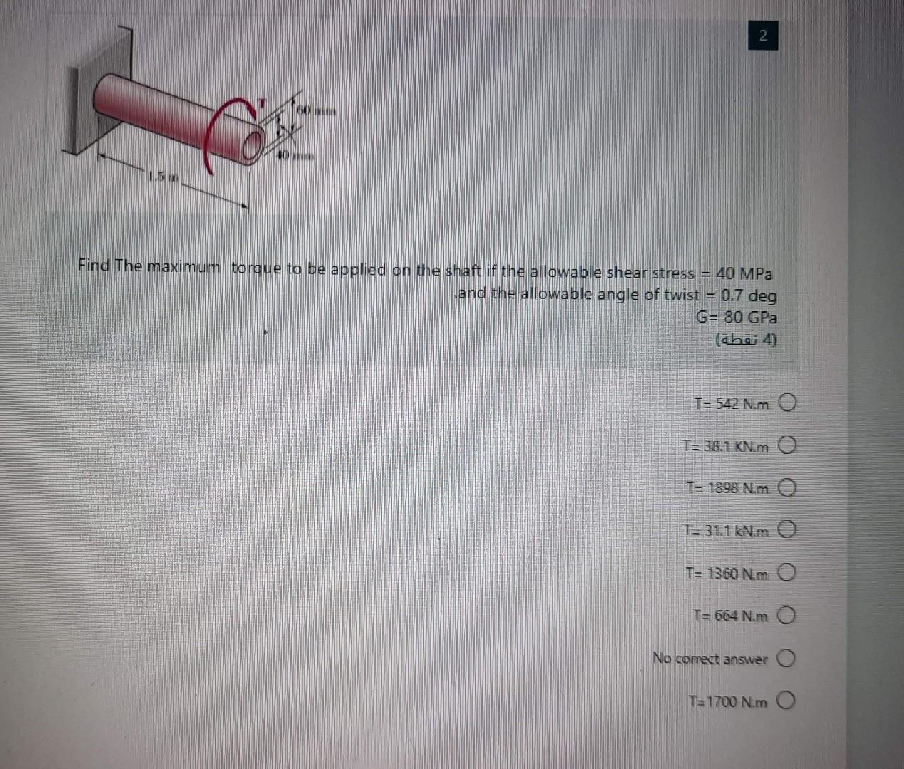 Solved 2 MAN IN Find The maximum torque to be applied on the | Chegg.com