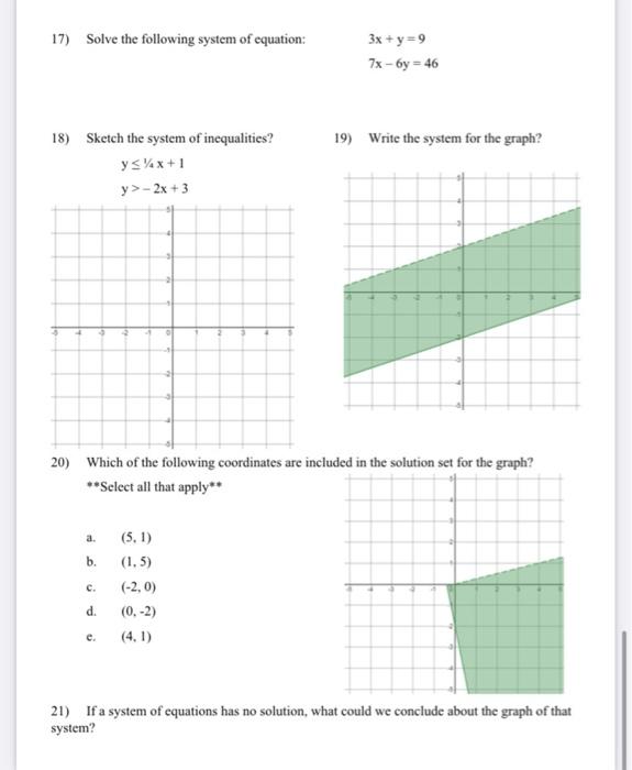 Solved 17) Solve the following system of equation: 3x + y=9 | Chegg.com