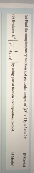 Solved (a) Find the complementary function and particular | Chegg.com