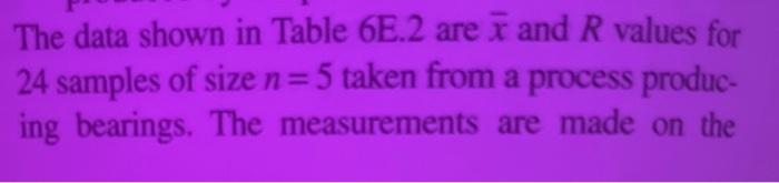 Solved The data shown in Table 6E.2 are xˉ and R values for | Chegg.com