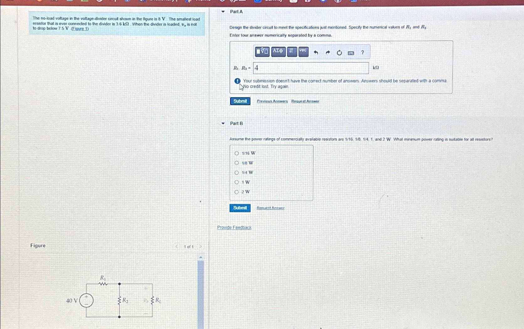 Solved The no-load vollage in the vollage-divider circult | Chegg.com