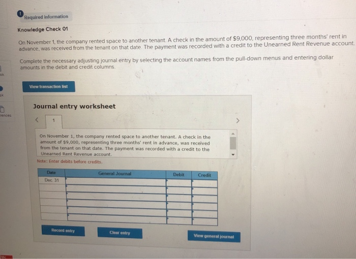Solved Required information Knowledge Check 01 On November | Chegg.com