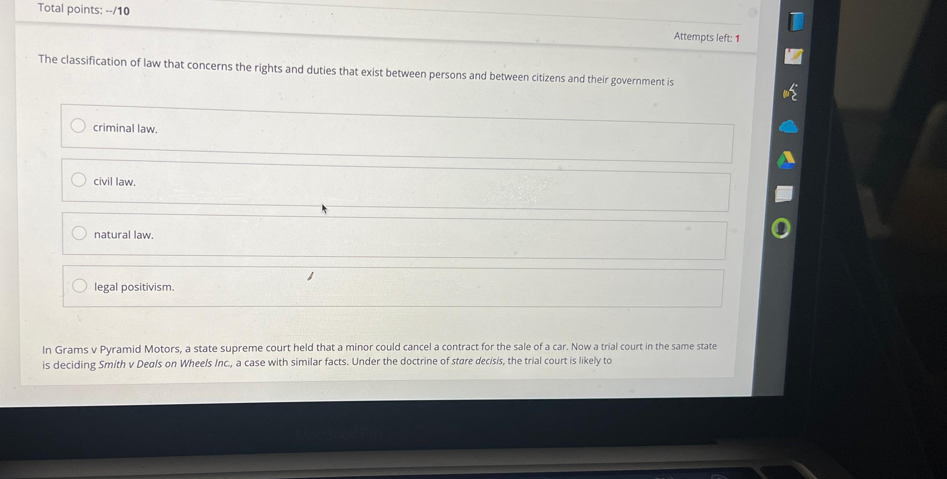Solved Total points: --/10Attempts left: 1The classification | Chegg.com