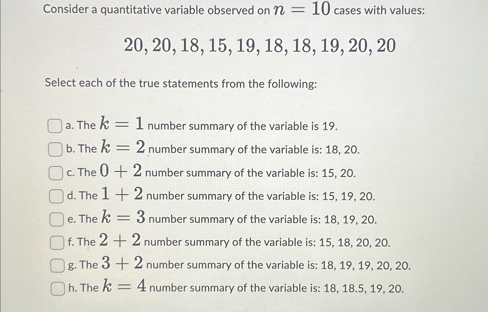 Solved Consider a quantitative variable observed on n=10 | Chegg.com