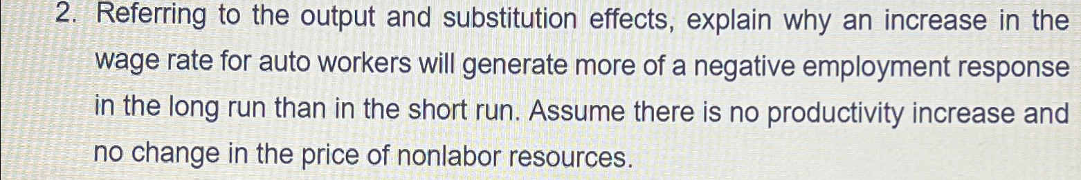 Solved Referring to the output and substitution effects, | Chegg.com