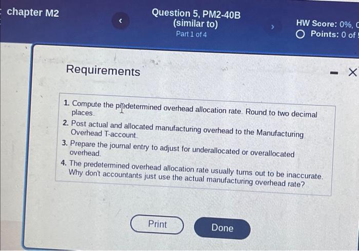 Solved Requirements 1 Compute The Piredetermined Overhead 