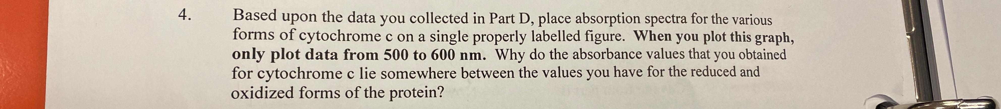 Solved Based upon the data you collected in Part D, ﻿place | Chegg.com