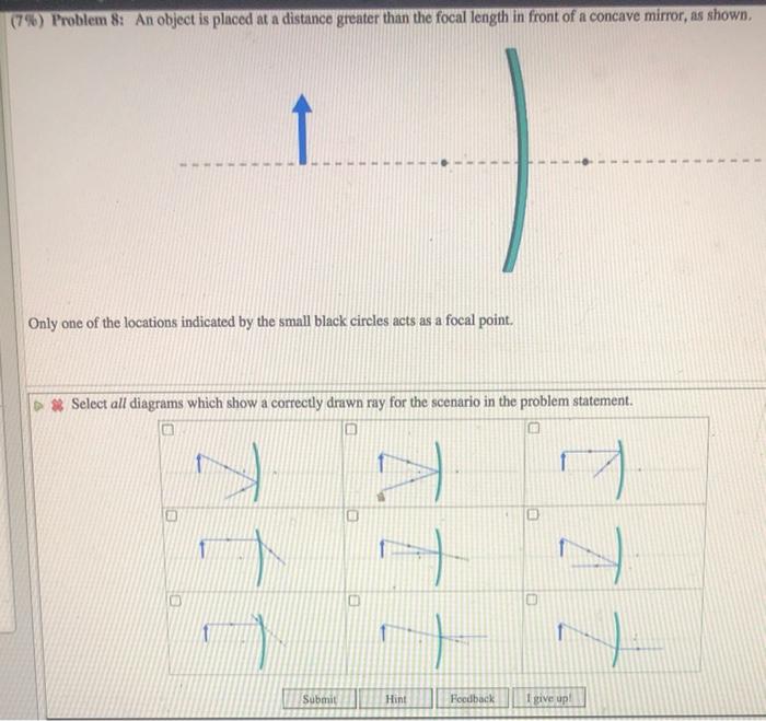 Solved (786) Problem 8: An object is placed at a distance | Chegg.com