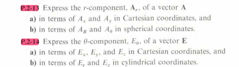 Solved P.2-13 ﻿Express the r-component, Ar, ﻿of a vector Aa) | Chegg.com