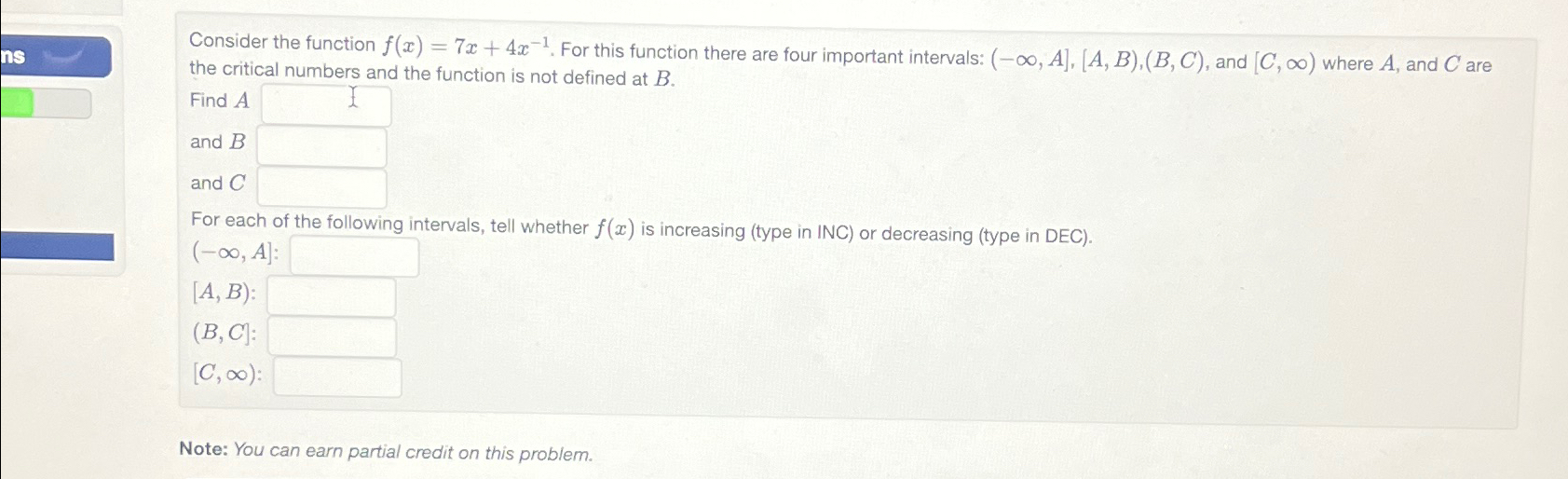 Solved Consider the function f(x)=7x+4x-1. ﻿For this | Chegg.com