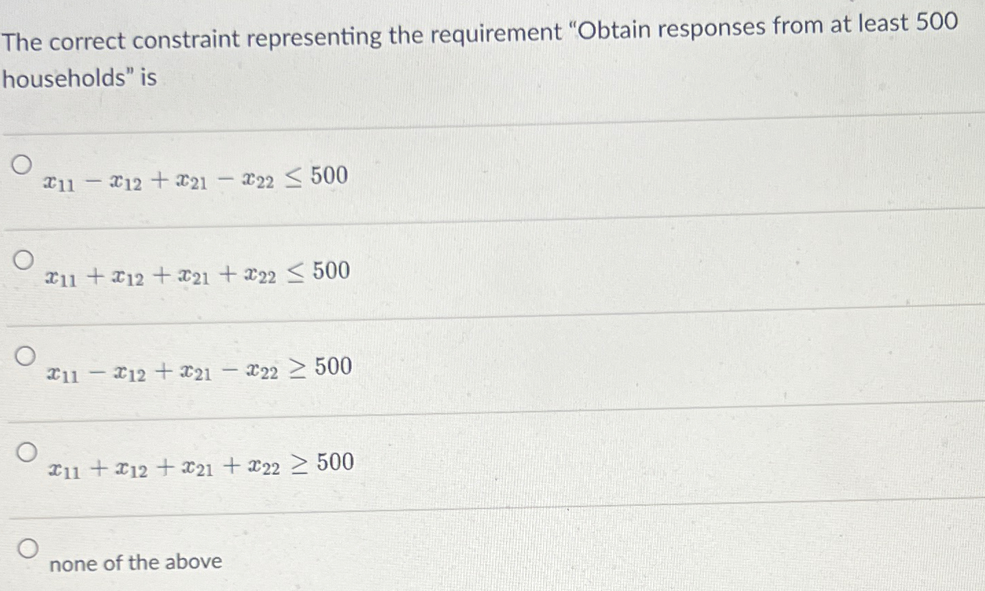Solved The correct constraint representing the requirement | Chegg.com