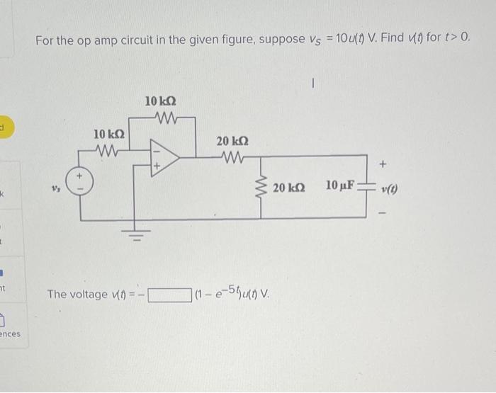 Solved For the op amp circuit in the given figure, suppose | Chegg.com