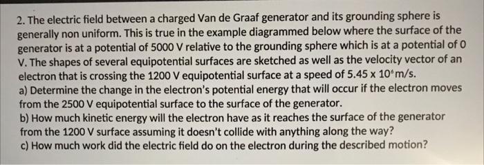Solved 2. The electric field between a charged Van de Graaf | Chegg.com