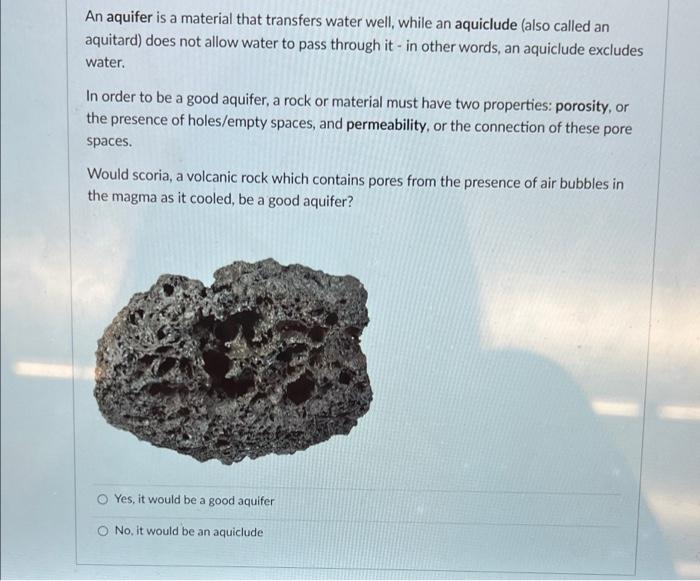 Solved An aquifer is a material that transfers water well, | Chegg.com