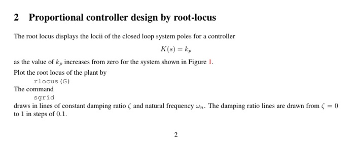 2 Proportional controller design by root-locus The | Chegg.com