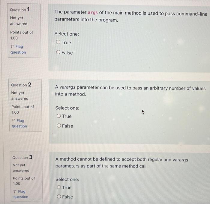 Solved Question 1 The parameter args of the main method is | Chegg.com