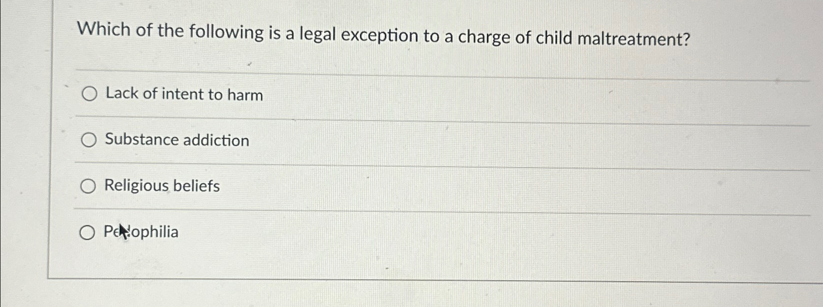 Solved Which of the following is a legal exception to a | Chegg.com