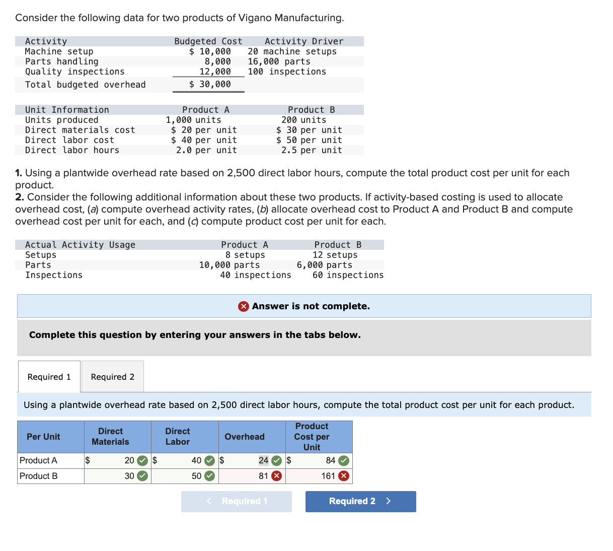 Solved . ﻿Using a plantwide overhead rate based on 2,500 | Chegg.com