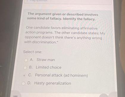 Solved The argument given or described involves some kind of | Chegg.com
