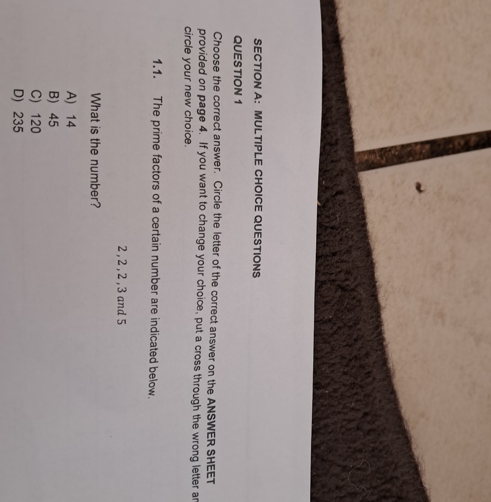 Solved SECTION A: MULTIPLE CHOICE QUESTIONSQUESTION 1Choose | Chegg.com