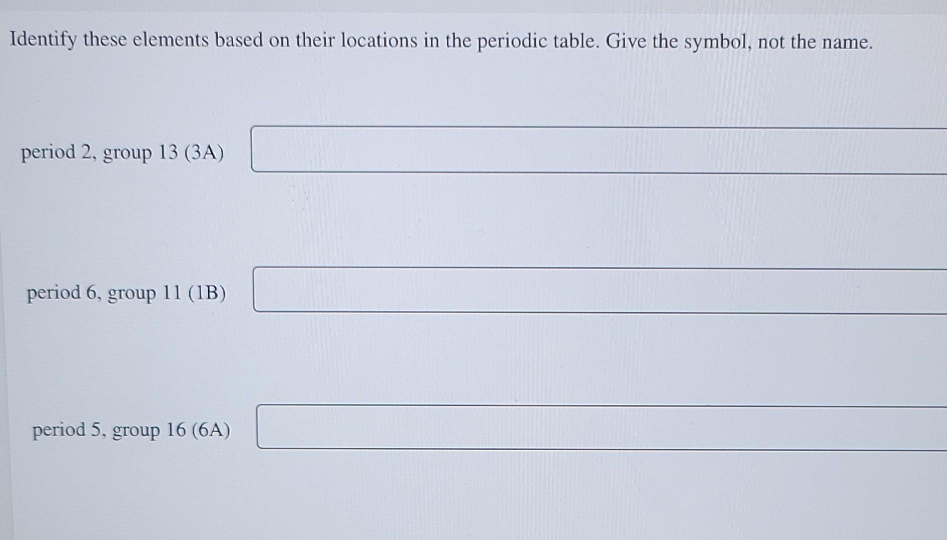Solved Identify these elements based on their locations in | Chegg.com