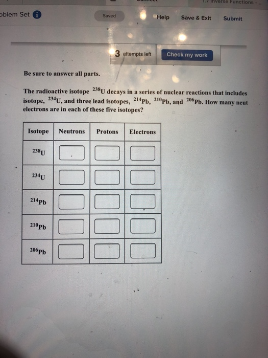 Solved 1. inverse Functions ... oblem Set Saved Help Save & | Chegg.com