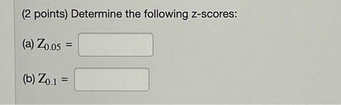 Solved (2 points) Determine the following z-scores: (a) | Chegg.com