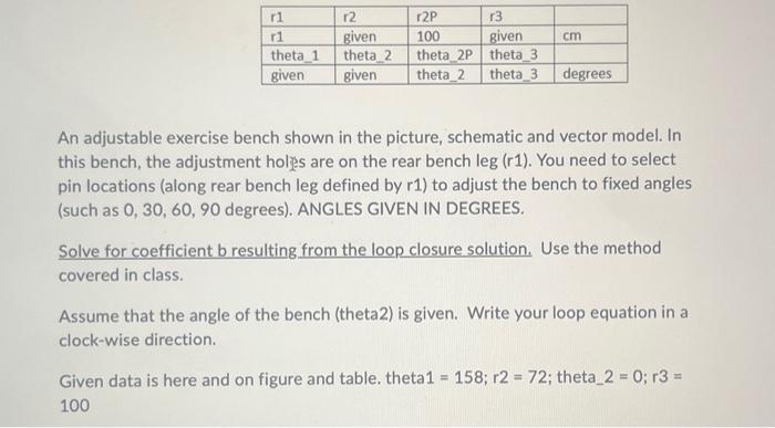 Solved An adjustable exercise bench shown in the picture, | Chegg.com