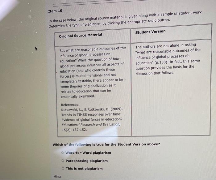 Solved Item 10 In the case below, the original source | Chegg.com