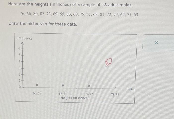 Solved Here are the heights (in inches) of a sample of 18 | Chegg.com