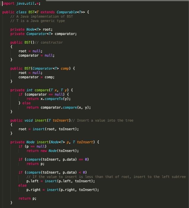 Solved 1. Given a BST and a positive integer k, find the | Chegg.com