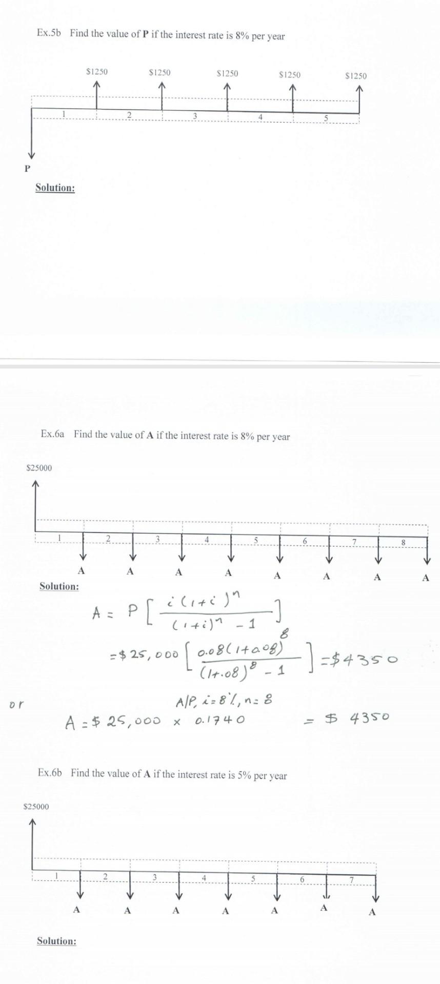 Solved Ex.5b Find the value of P if the interest rate is 8% | Chegg.com