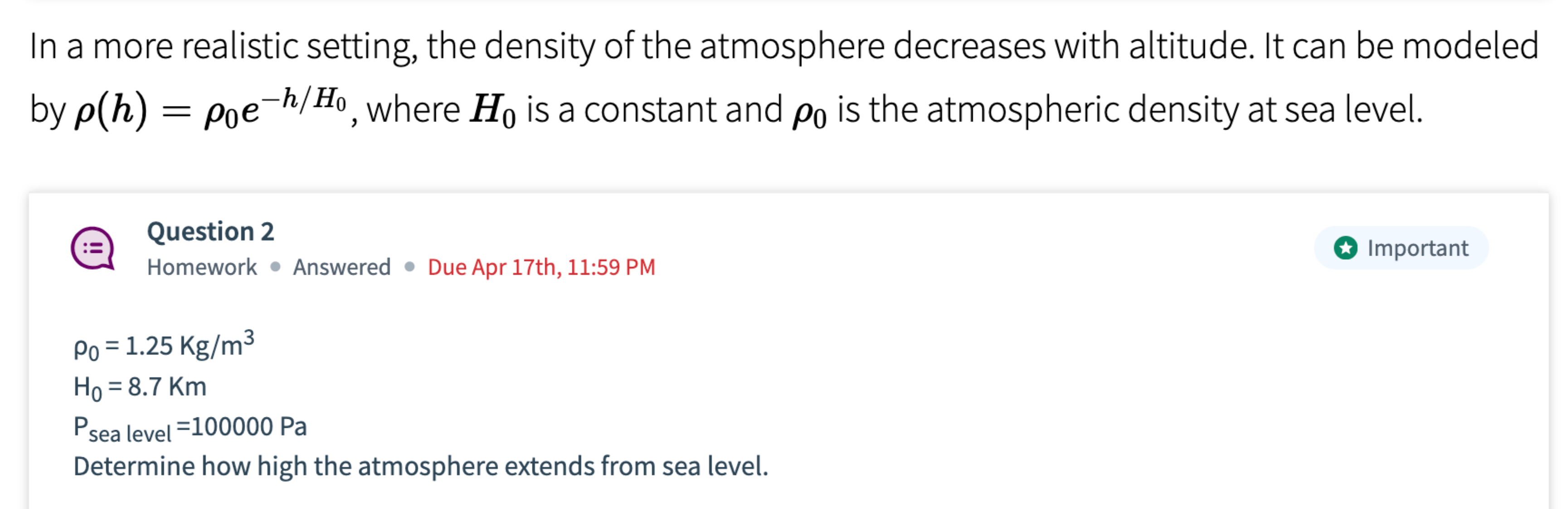 Solved In a more realistic setting, the density of the | Chegg.com