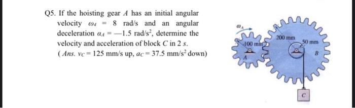 Solved Q5. If the hoisting gear A has an initial angular | Chegg.com