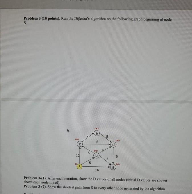 Solved Problem 2 (10 points). Run the BFS on the following | Chegg.com