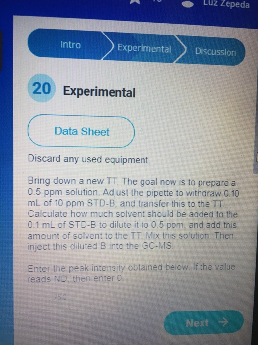 Solved Intro Experimental Discussion 20 Experimental Data | Chegg.com