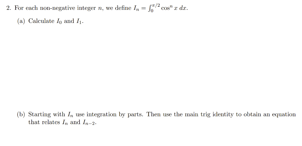 For each non-negative integer n, ﻿we define | Chegg.com
