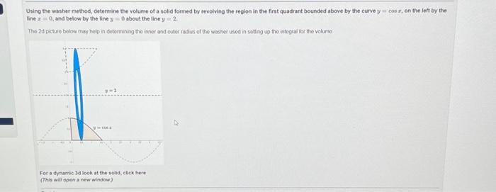 Solved Using the washer method, detemine the volume of a | Chegg.com Solved Using the washer method, detemine the volume of a | Chegg.com