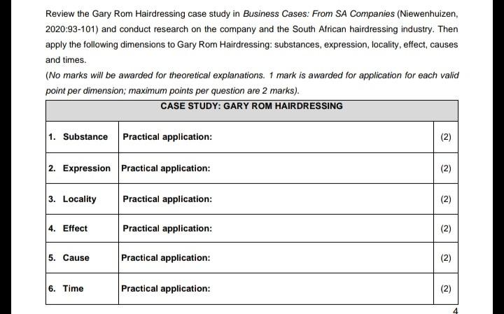 Solved Review the Gary Rom Hairdressing case study in | Chegg.com