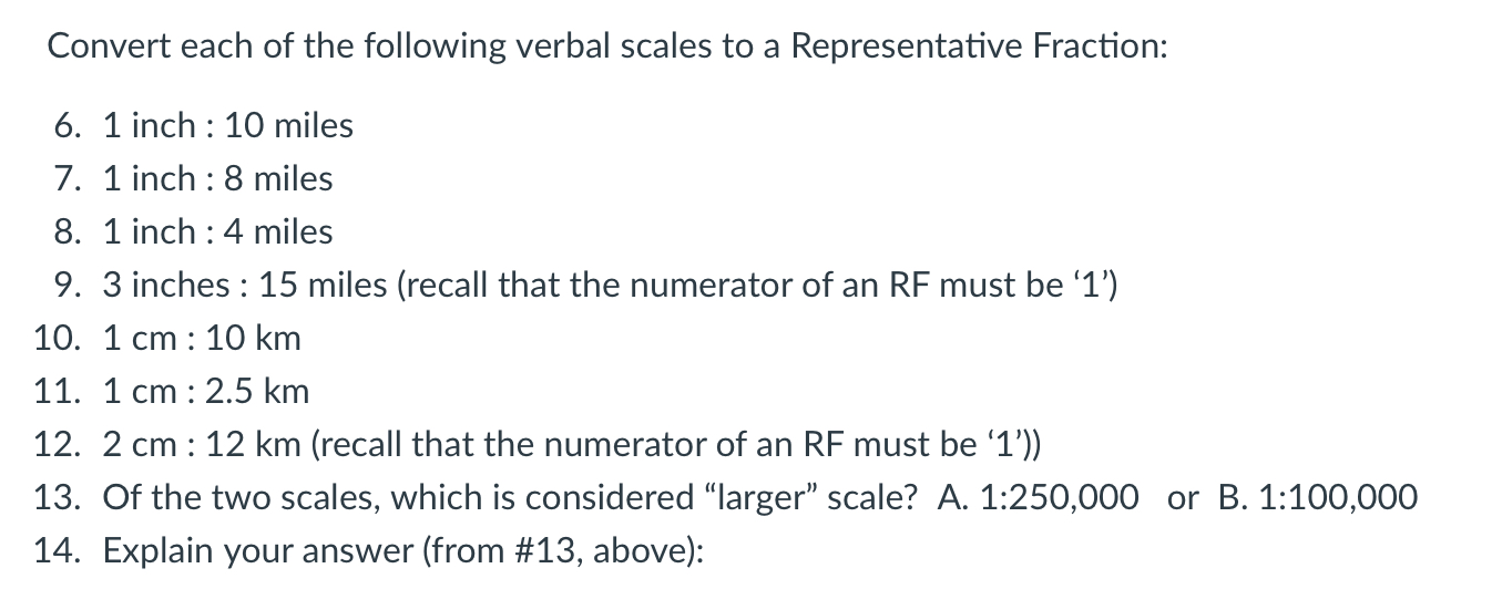 Solved Convert each of the following verbal scales to a | Chegg.com