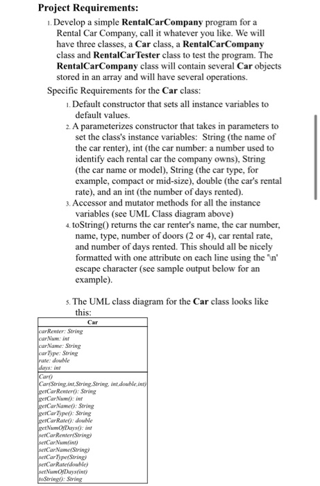 Solved Java Project Please make sure to follow primarily | Chegg.com