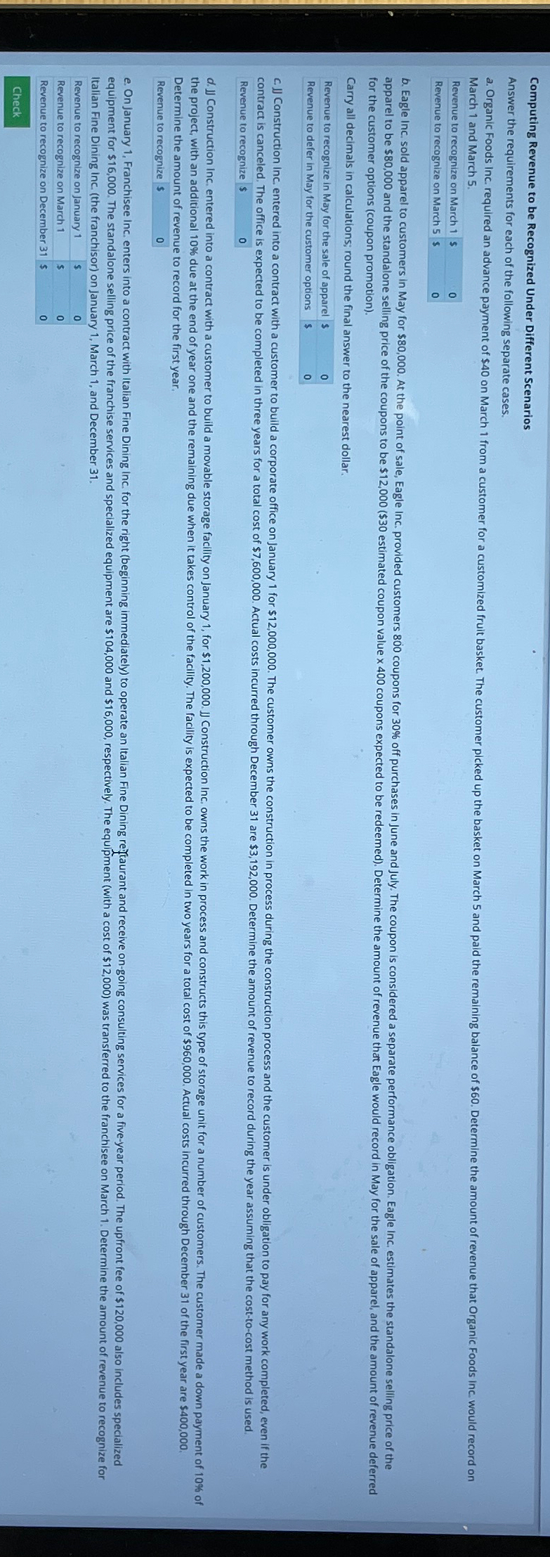 Solved Computing Revenue to be Recognized Under Different | Chegg.com