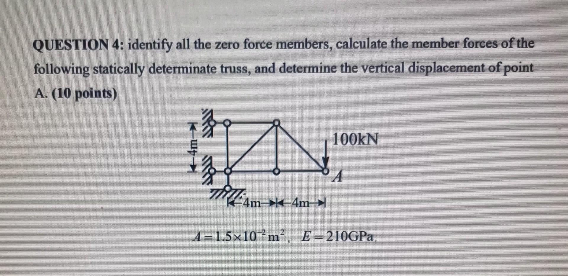 Solved QUESTION 4: identify all the zero force members, | Chegg.com