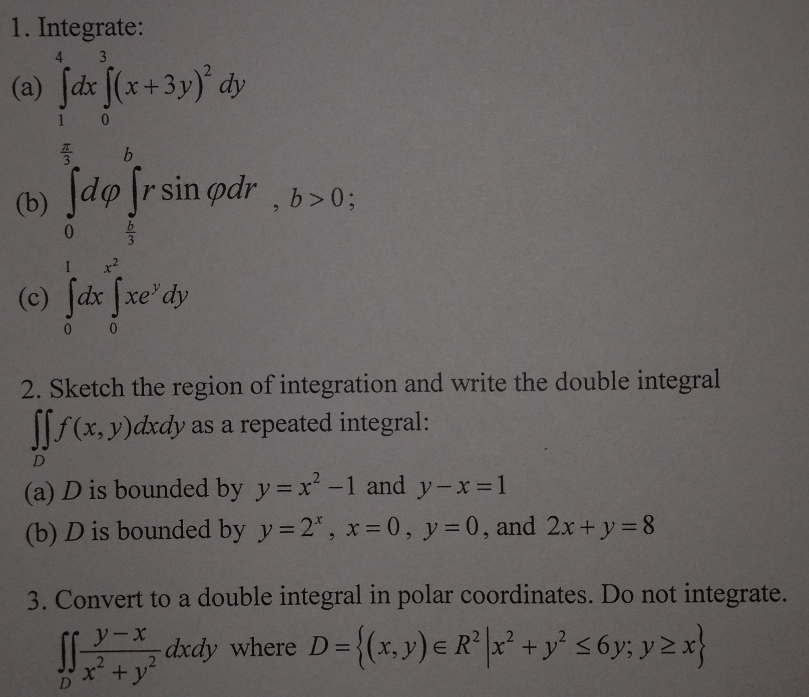 Solved Integrate: Sketch the region of integration and | Chegg.com