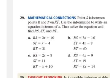 Solved 29. MATHEMATICAL CONNECTIONS Point S is between | Chegg.com
