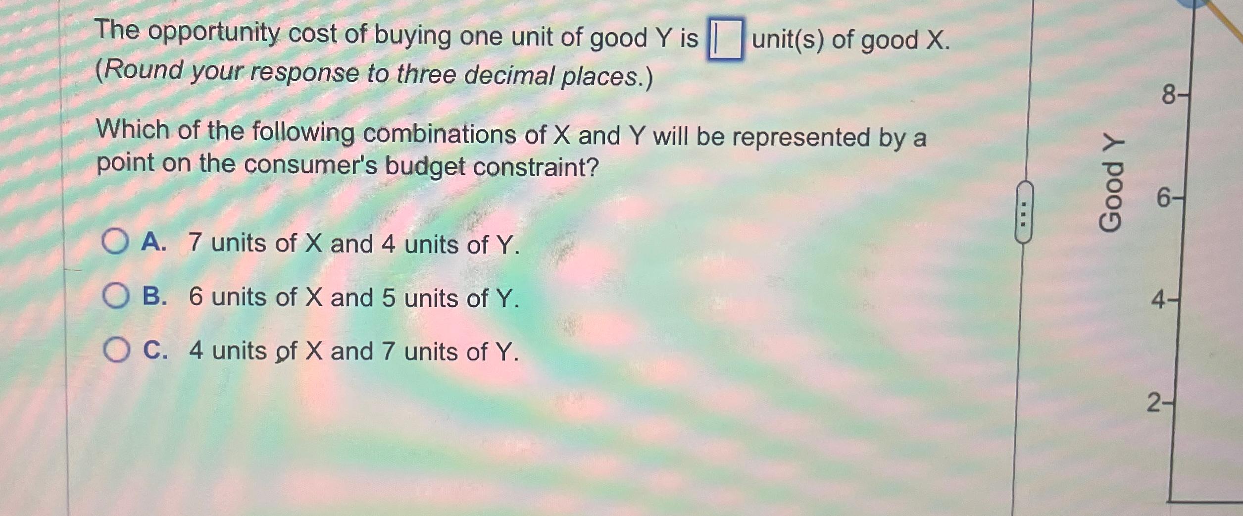 Solved The opportunity cost of buying one unit of good Y ﻿is | Chegg.com