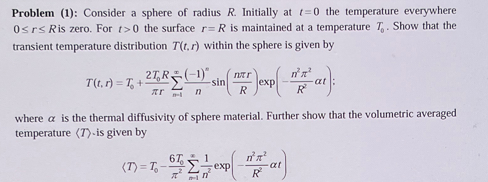 Solved Problem (1): Consider a sphere of radius R. | Chegg.com