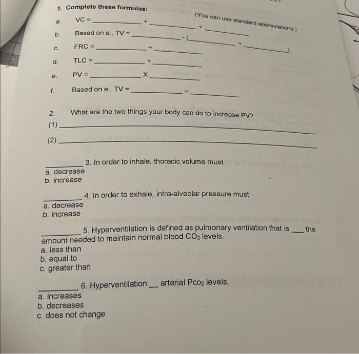 Solved 1. Complete these formulas: a. VC= (You can use | Chegg.com