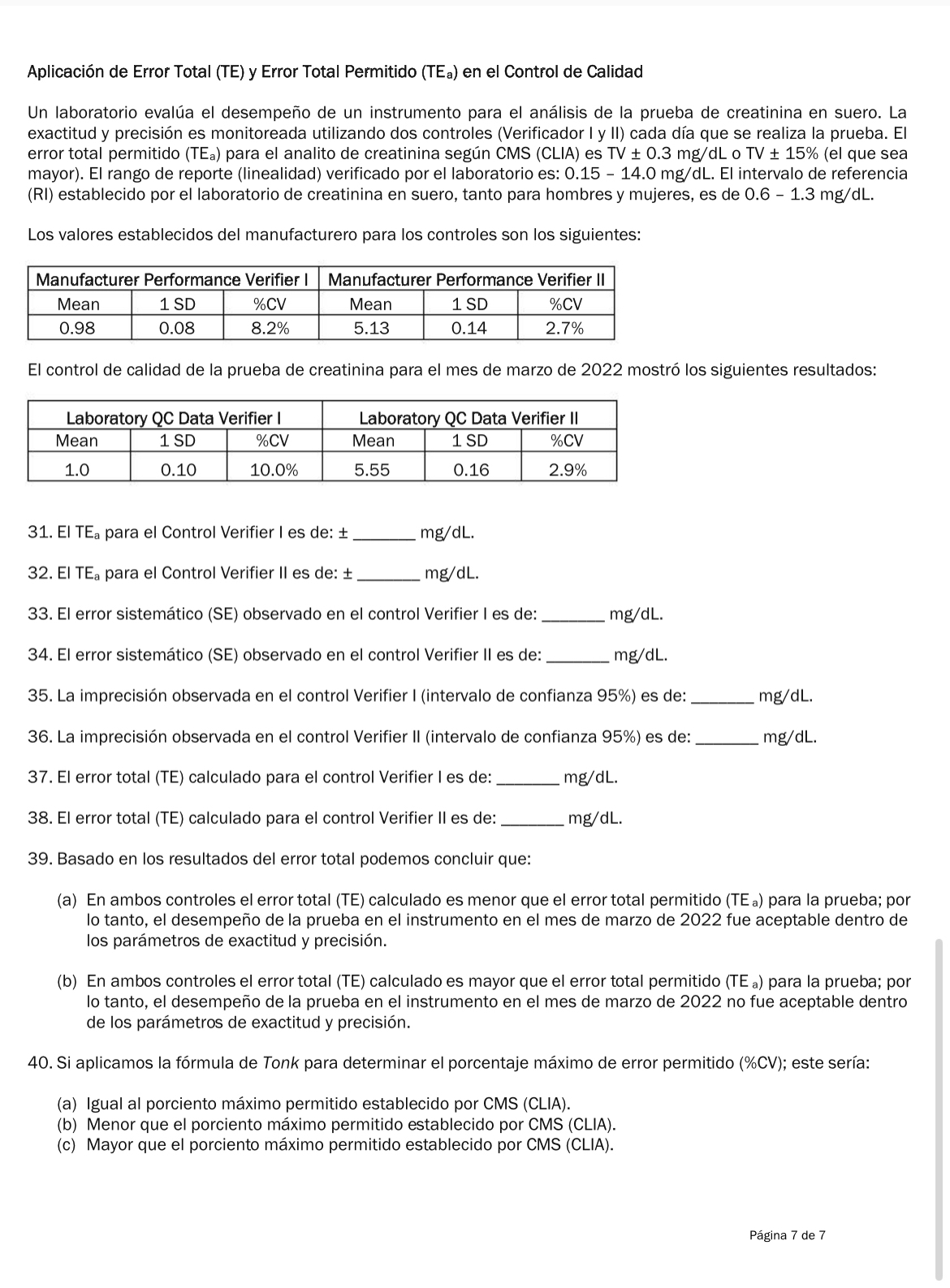 Aplicación de Error Total (TE) ﻿y Error Total | Chegg.com